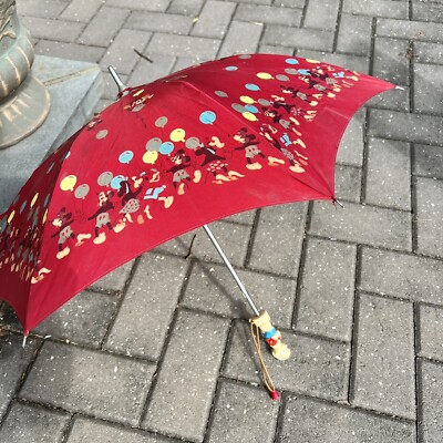 Vintage 1950’s Mickey Mouse Minnie Child’s Umbrella Pinocchio Handle ...