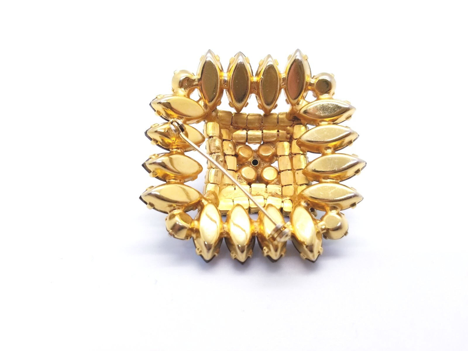 Austrian AB Crystal Rhinestone Square Dome Brooch - Gem