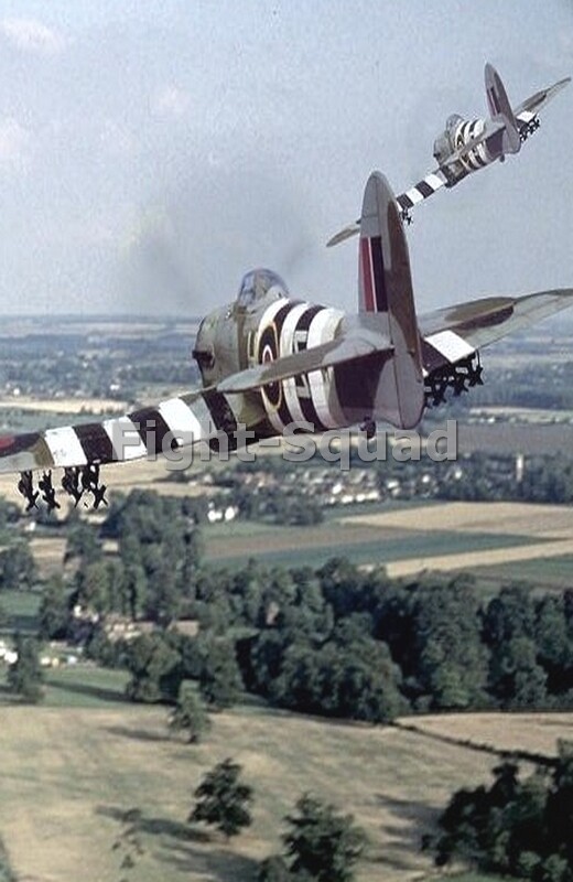 WW2 Picture Photo 1944 RAF Hawker Typhoon w Rockets flying to Normandy ...