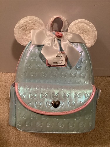 LOUNGEFLY DISNEY MINNIE MOUSE BLUE DEBOSSED BOWS MINI BACKPACK ~ TAGS ...