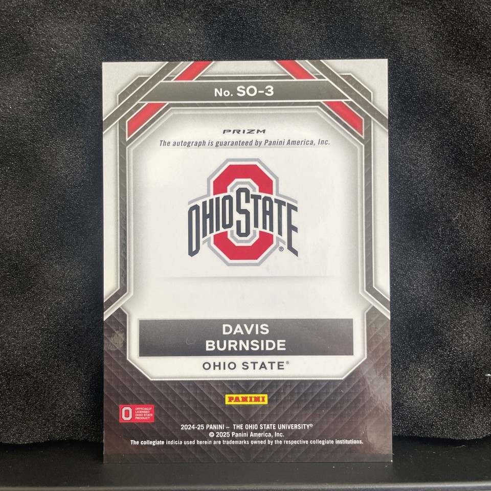 2025 Panini NIL The Ohio State University Davis Burnside #SO-3 Auto 3hd ...