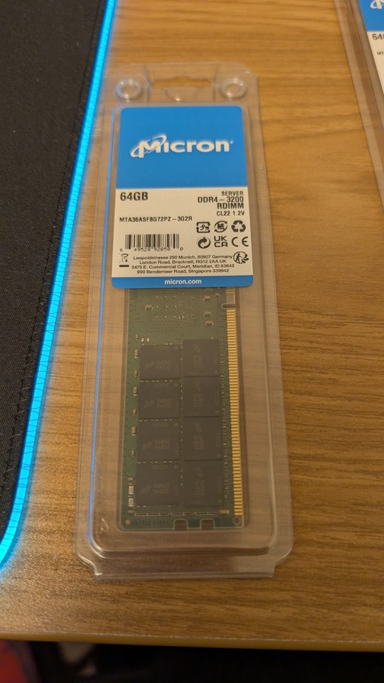 Micron 512GB Kit (8x64GB) DDR4 3200MHz ECC RDIMM Server Memory - Brand ...