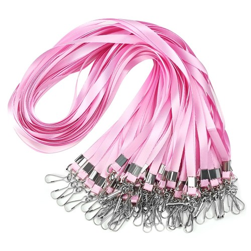 Pink Lanyards, 50 Pack, Bulk, ID Badges, Swivel Hook Clips, Name Tag ...