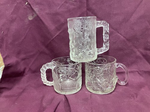 BATMAN FOREVER VINTAGE MCDONALDS GLASS SET OF 3 RIDDLER , ROBIN , TWO ...