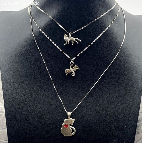 Bundle of 3 Sterling Silver Animal Themed Pendant Necklaces - 8.0g | eBay