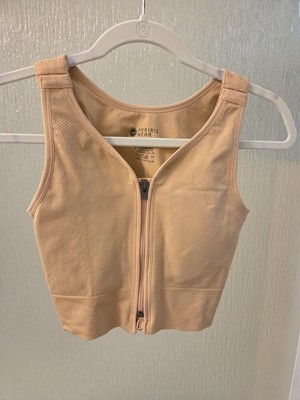 Prairie Wear Hugger PRIMA Women M Beige Stretch Compression Zip Bra ...