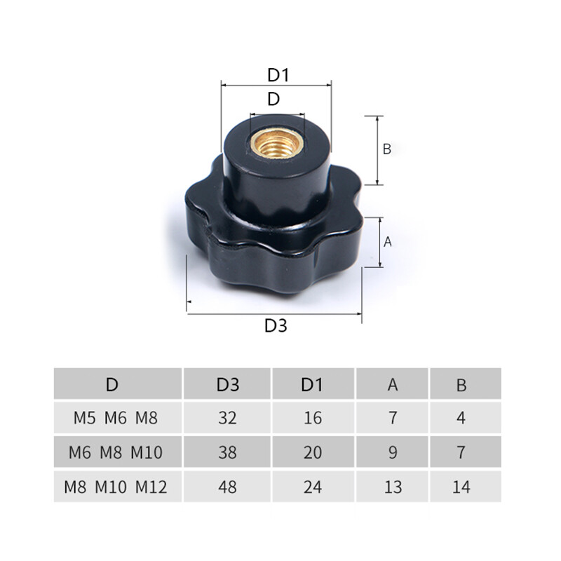 M4 M5 M6 M8 M10 M12 M14 M16 Plum Bakelite Hand Tighten Nuts Thumb Knob ...