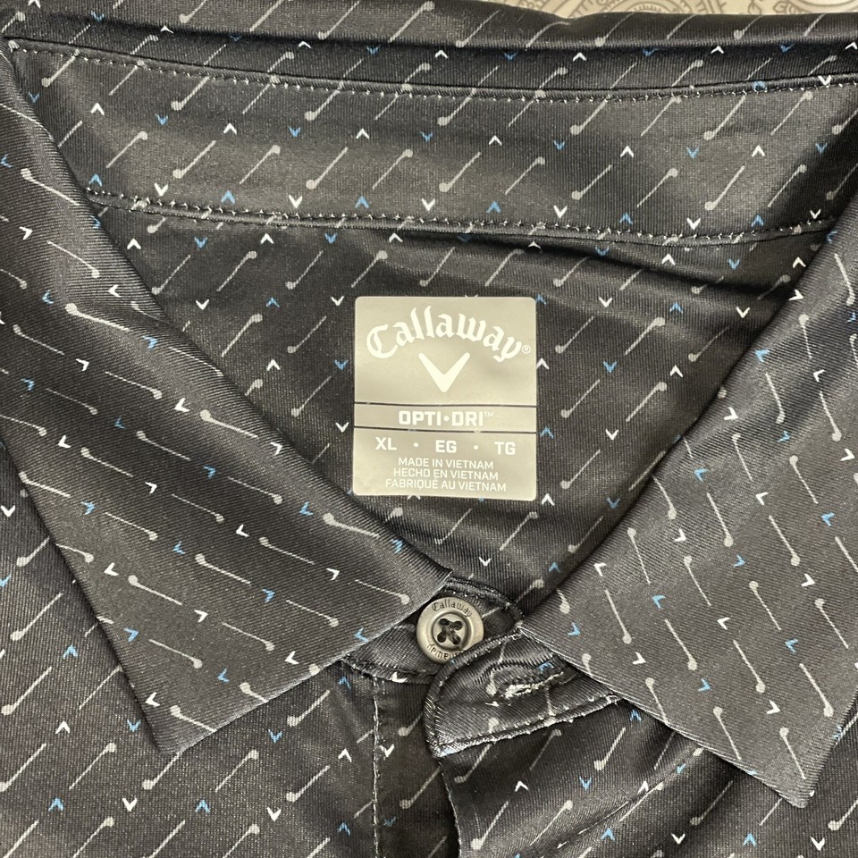 Callaway Golf Shirt Mens XL Black Polo Opti Dri Golf Club Chevron ...