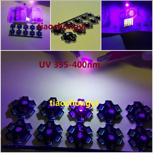 5pcs 3W Purple UV/Ultra Violet 395nm~400nm High Power Star LED light ...
