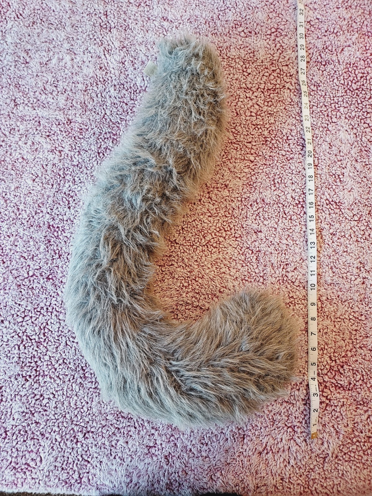 Curled Fursuit Furry Tail Fuzzy Gray Large and Long 2… - Gem