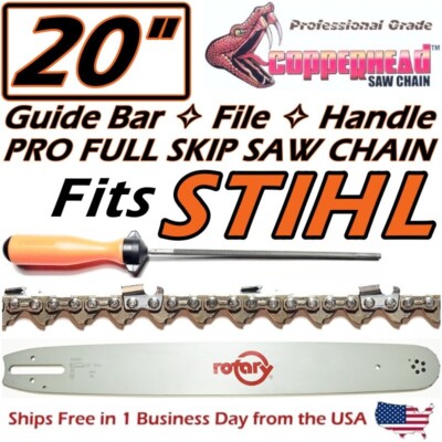 COPPERHEAD 20" BAR, PRO SKIP SAW CHAIN & FILE - FITS STIHL MS261 271 ...