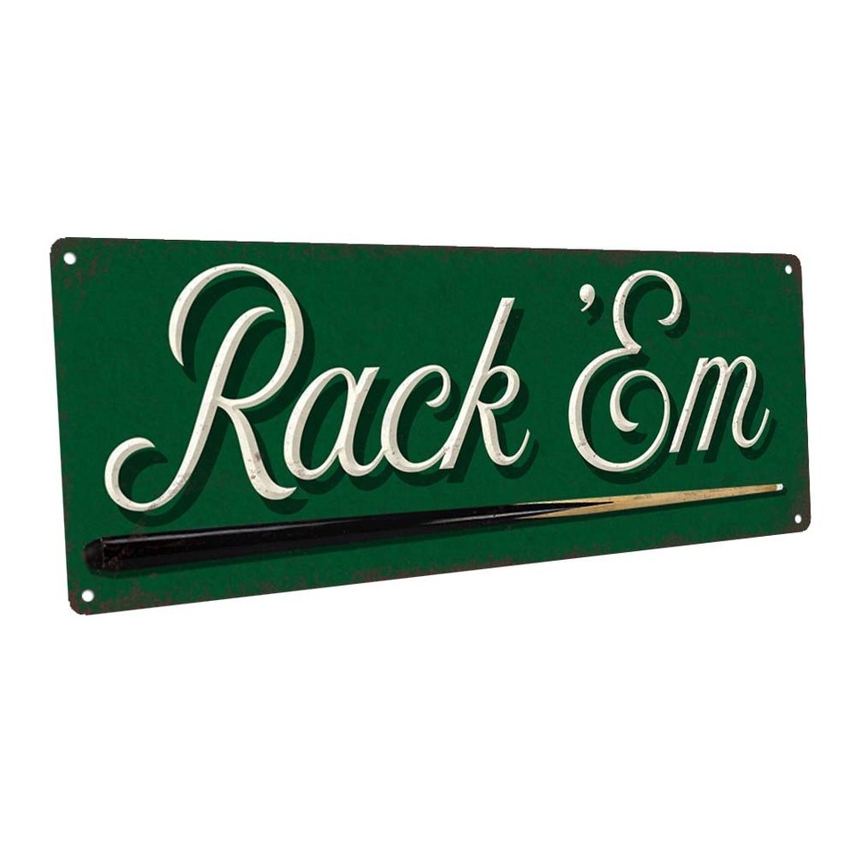 Rack ‘Em Metal Sign; Wall Decor for Mancave, Den, or Gameroom | eBay