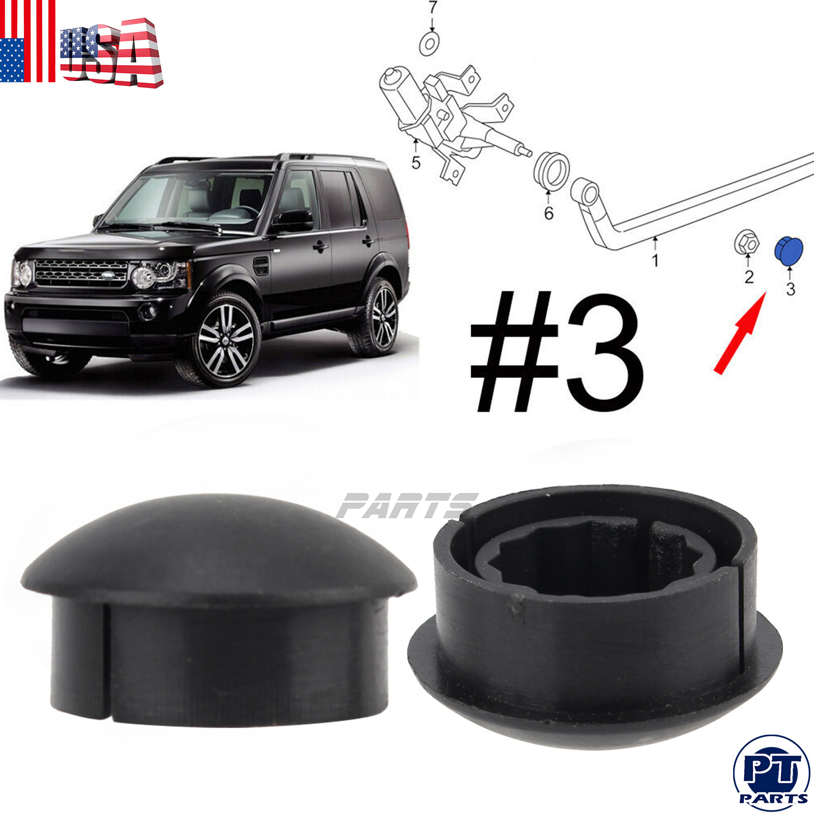 For Land Range Rover Sport LR3 LR4 Windshield Front Rear Wiper Arm Cap ...