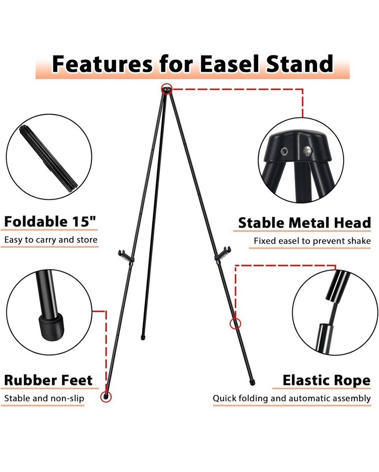 Instant Display Easel Stand - 63" Tripod Collapsible Portable Artist ...