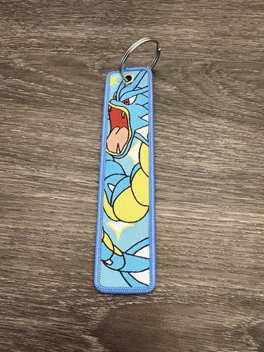 Custom Gyarados Pokemon Embroidered Double Sided Key Tag Key Chain Ring ...