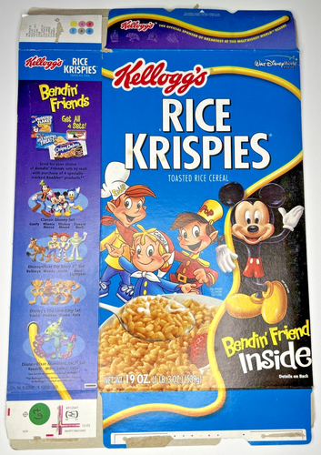 2004 Empty Kellogg's Rice Krispies Mickey Mouse 19OZ Cereal Box SKU ...