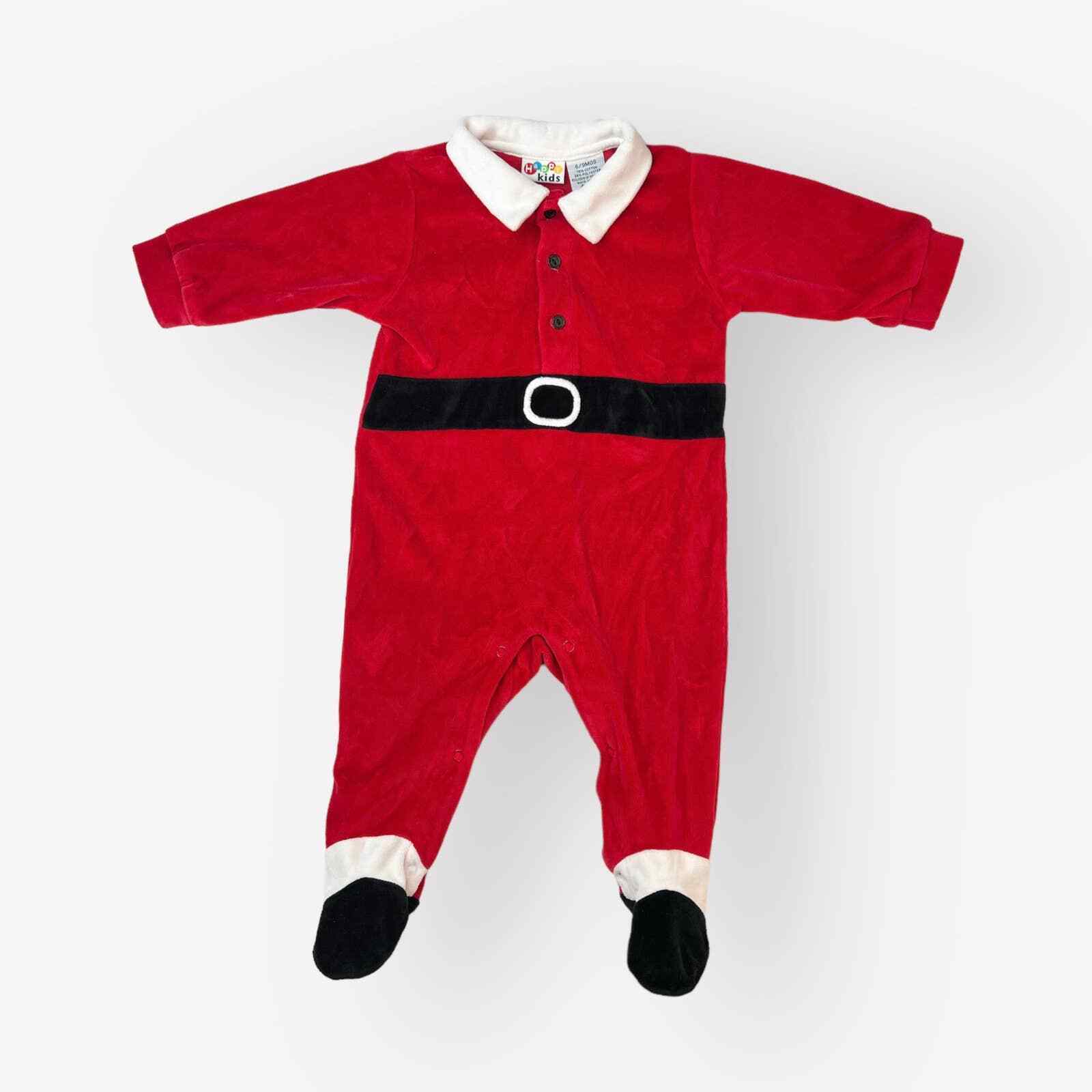 VTG Baby Boy Christmas Santa Fleece Winter Footed Jumper Outfit 6/9m ...