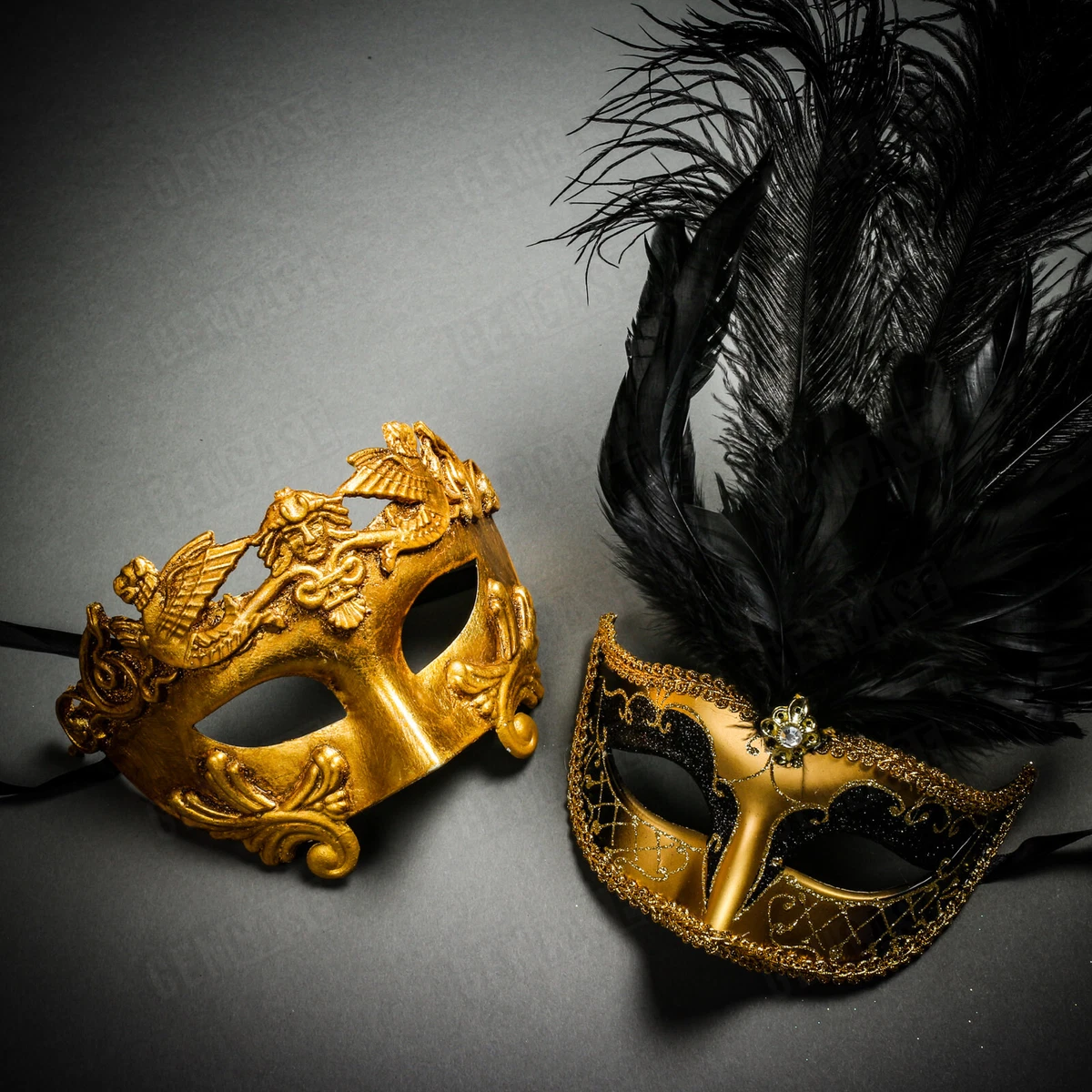 White Masquerade Masks On A Stick
