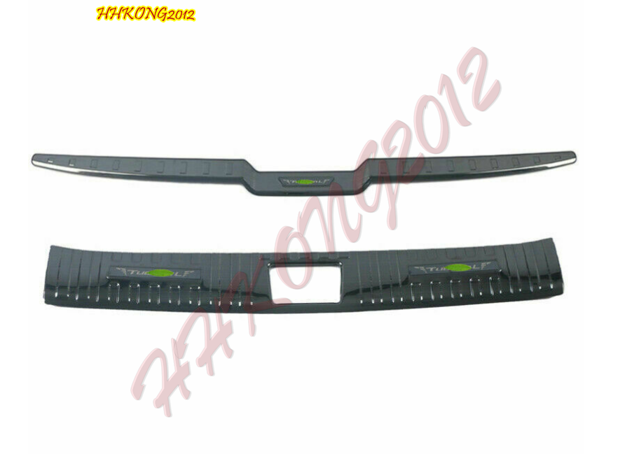 2PCS Black Steel Rear Bumper Protector Sill Plate Trim For 2022 Hyundai ...