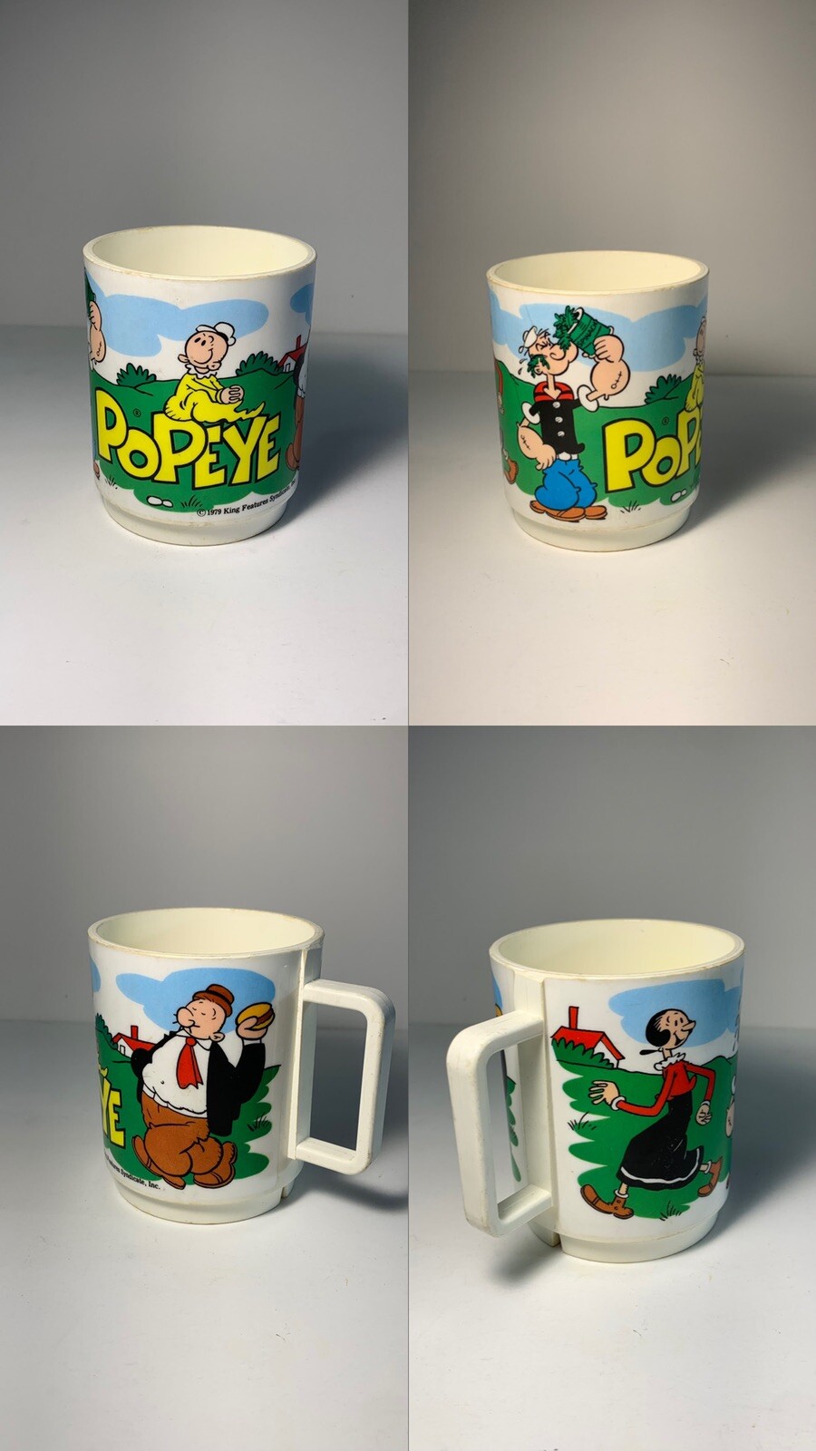 Vintage 1979 Popeye Mug Deka, Rare Hard Plastic Popeye and Gang cup Mug ...