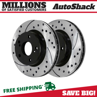 Front Drilled Brake Rotors Black Pair 2 for Honda Accord Pilot Acura TL ...
