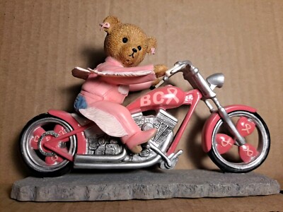 Faithful Fuzzies Motorcycle Bear Pink "Pink Pony" Breast Cancer Figure ...
