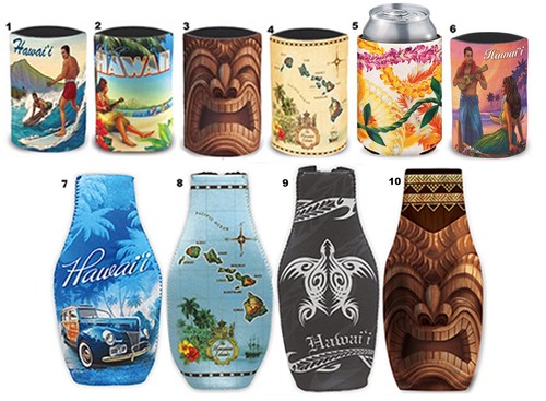Hawaiian Cans and Bottles Neoprene Coolies Coolers Aloha Cold Drink ...