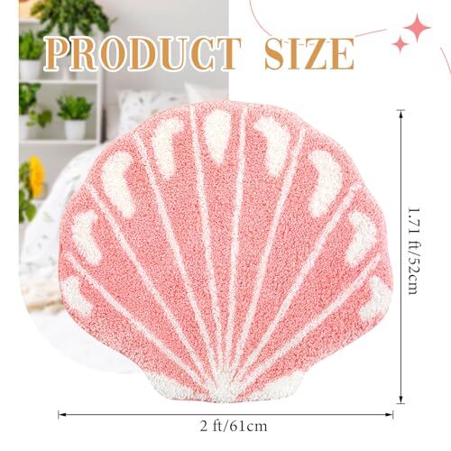 Seashell Rug Pink Bathroom Rugs 2 ft Shell Bath Mat Preppy Rug Cute ...
