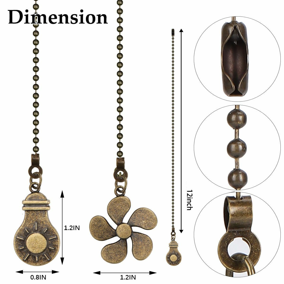 6Pcs Ceiling Fan Light Bulb Pull Chain Beaded Ball Extension Connector ...