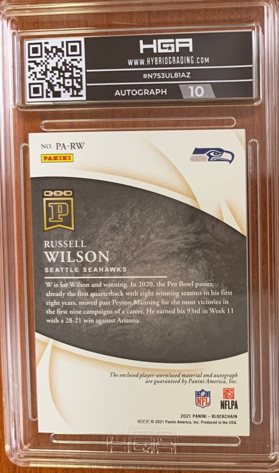 Russell Wilson Immaculate Patch Autograph 1/1 HGA Graded 9.5 | eBay