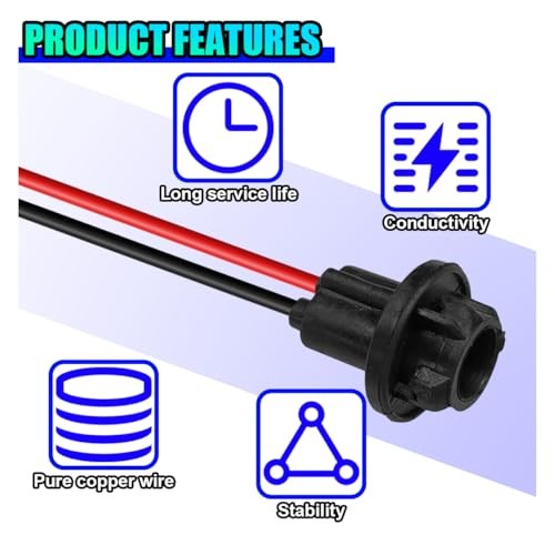 T10 W5W 194 Bulb Socket with Wire Pigtail, Universal LED Bulbs Pre ...