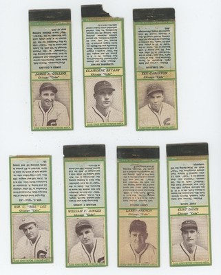 1937 Diamond Matchbooks Chicago Cubs Lot (7) Major League Baseball ...
