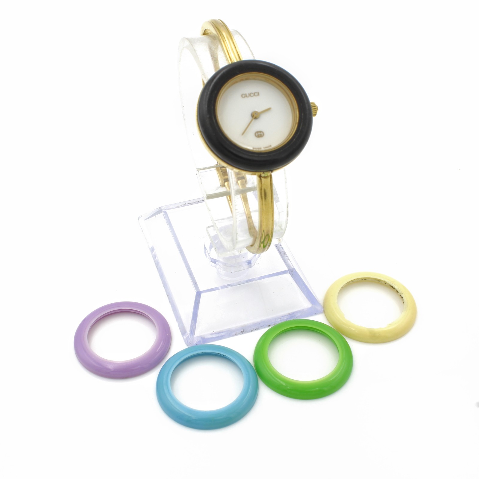 Vintage Gucci Gold Tone 1100-L Interchangeable Bezel Womens Wristwatch #WB3471-4 | eBay