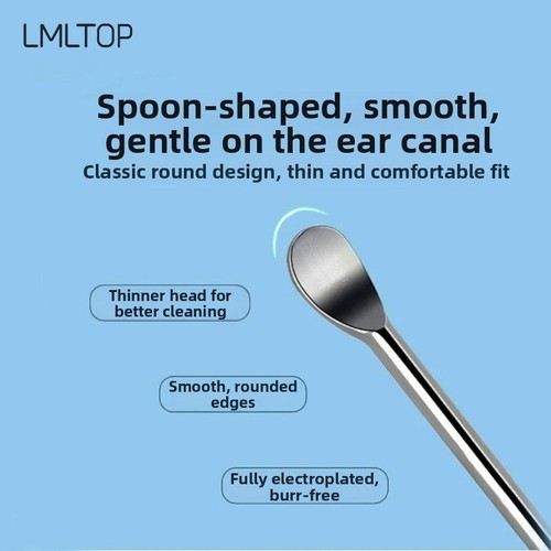 Ergonomic Stainless Steel Ear Wax Cleaner with Smooth Round Spoon Shape ...