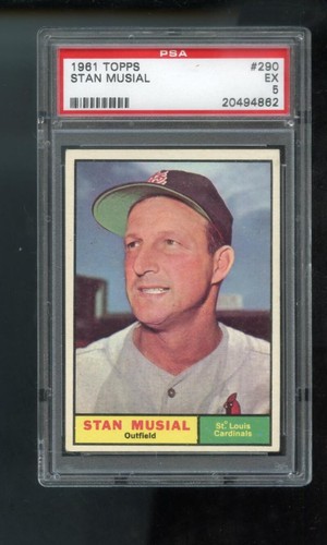 1961 Topps #290 Stan Musial St. Louis Cardinals MLB PSA 5 Graded ...