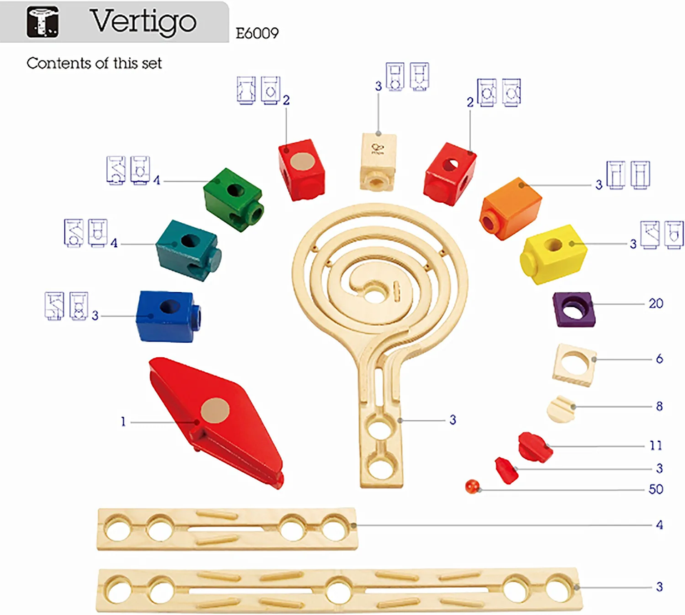 Quadrilla Wooden Marble Run Construction Vertigo Time Playing Together ...