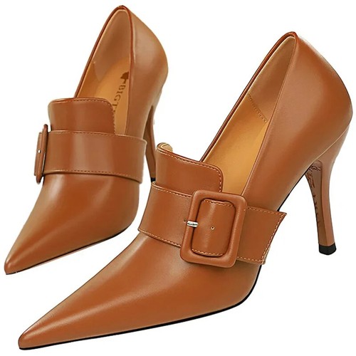 New Women 10cm High Heels Pumps Belt Buckle Pointed Toe Stilettos Party ...