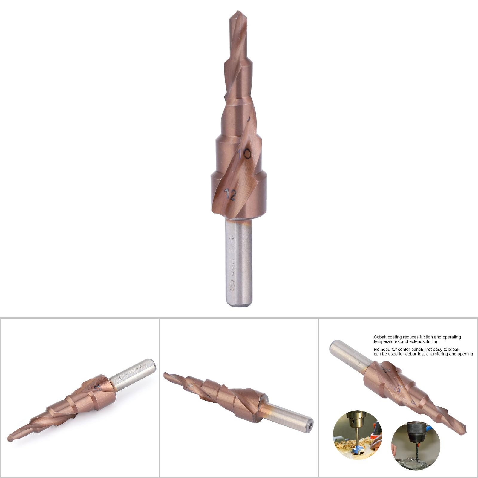 Step Drill Bit M35 Triangular Shank Hole Opening Tool 4-12 5 Steps | eBay