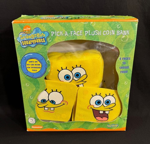 SPONGEBOB SQUAREPANTS PICK-A-FACE PLUSH COIN BANK NEW IN OPEN DAMAGED ...