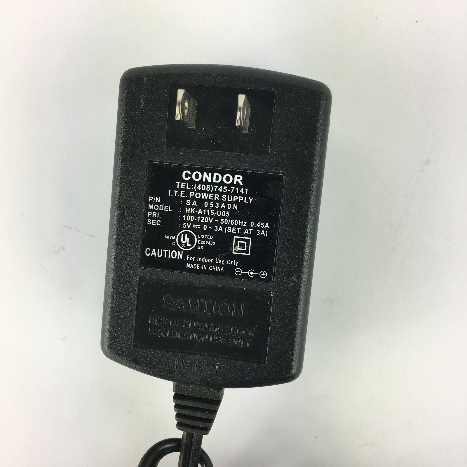 Genuine Condor HK-A115-UO5 Output 5V 3A Power Supply Adapter A56 | eBay