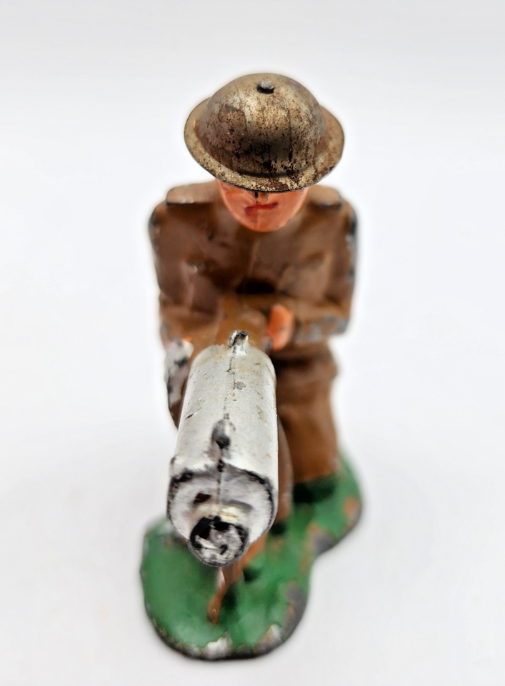 Barclay Manoil Cast Metal Soldier Machine Gunner Kneeling. Cast Helmet ...