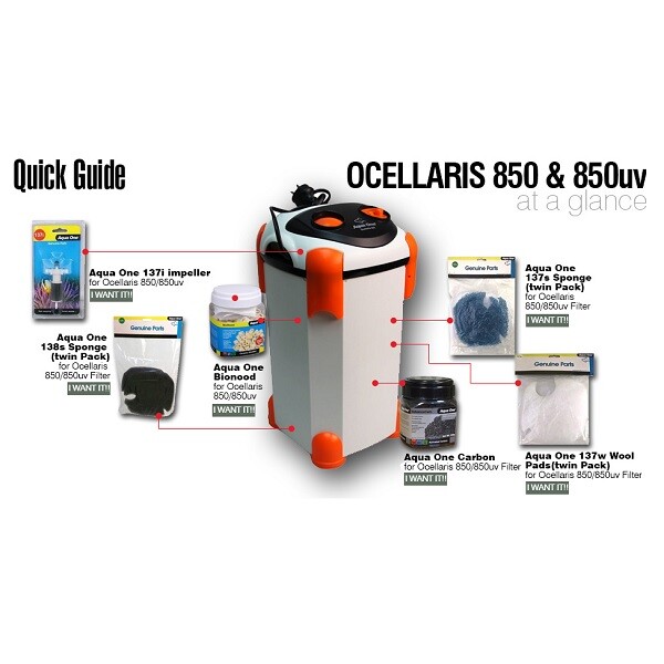 Aqua One Ocellaris External Filter Aquarium 400 850 1400 Fish Tank ...
