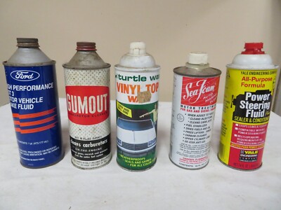 5 VTG CANS GUMOUT CARB CLEANER CAN FORD BRAKE FLUID TURTLE WAX AND MORE ...