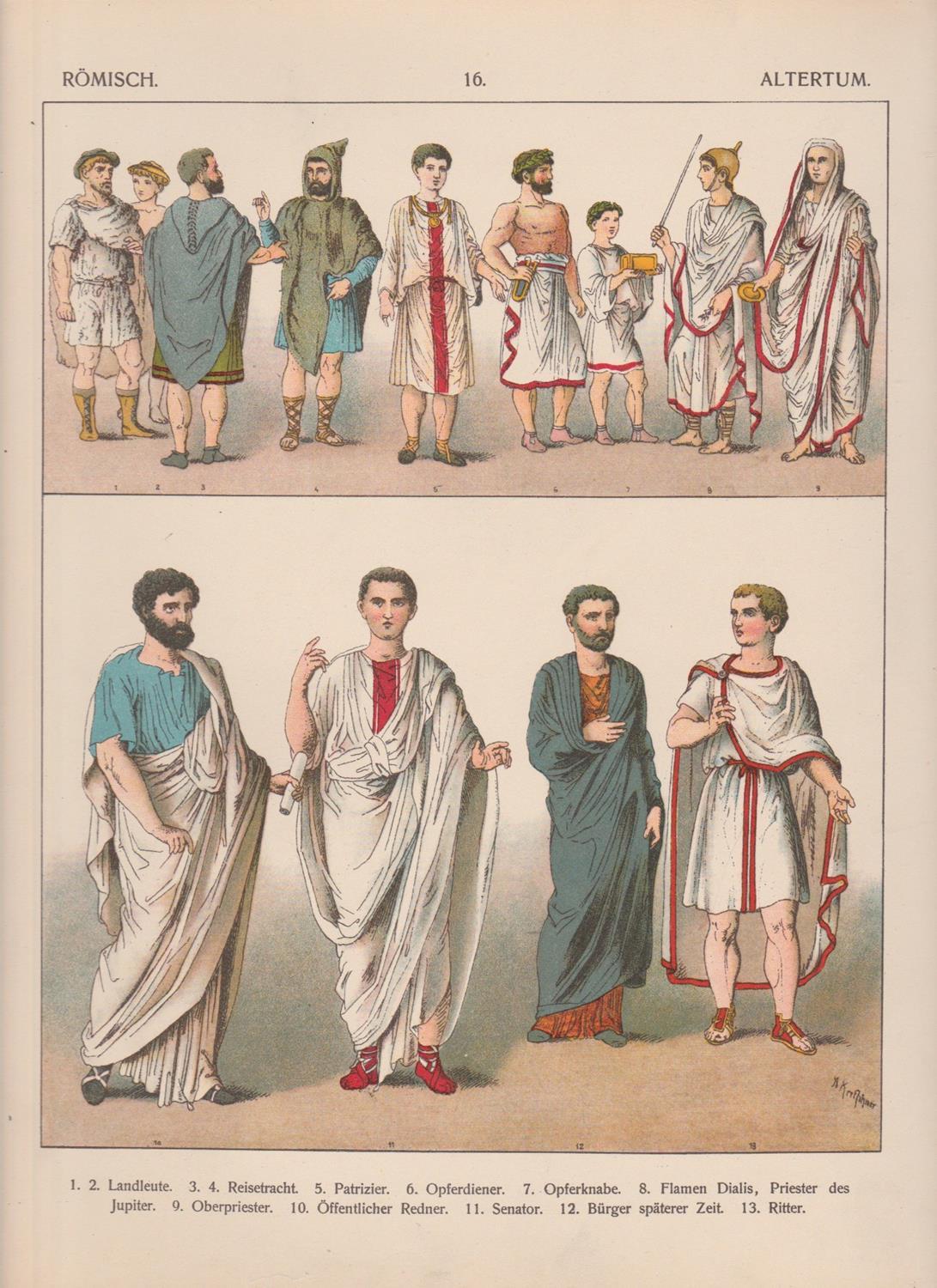 Römer Trachten Mode Priester Bürger Senator Patrizier LITHOGRAPHIE von ...