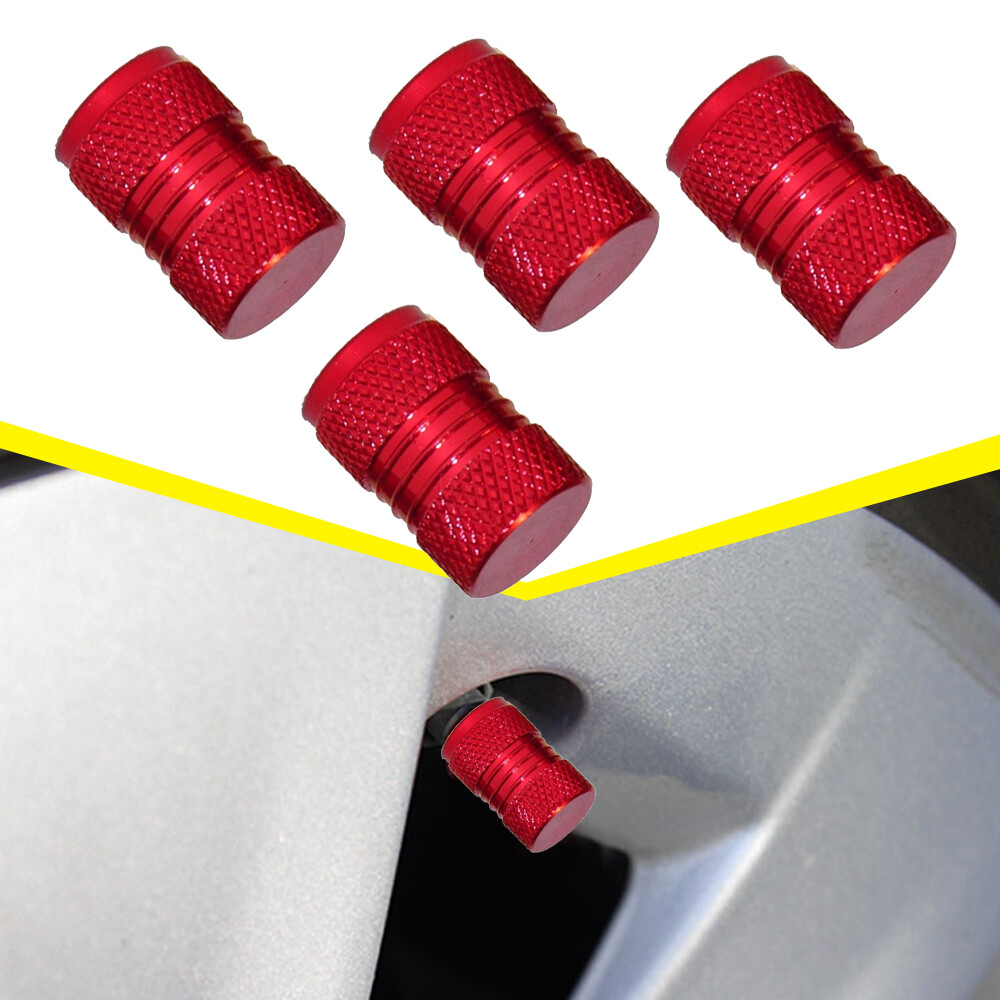 4pc Red Metal CAR Tyre Valve Alloy Dust Cap Cover MotorBike Van ...