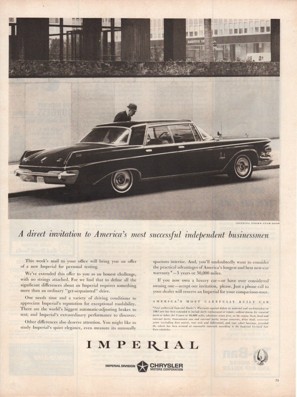 Vintage Print advertisement ad Car CHYSLER IMPERIAL 1963 Crown ...