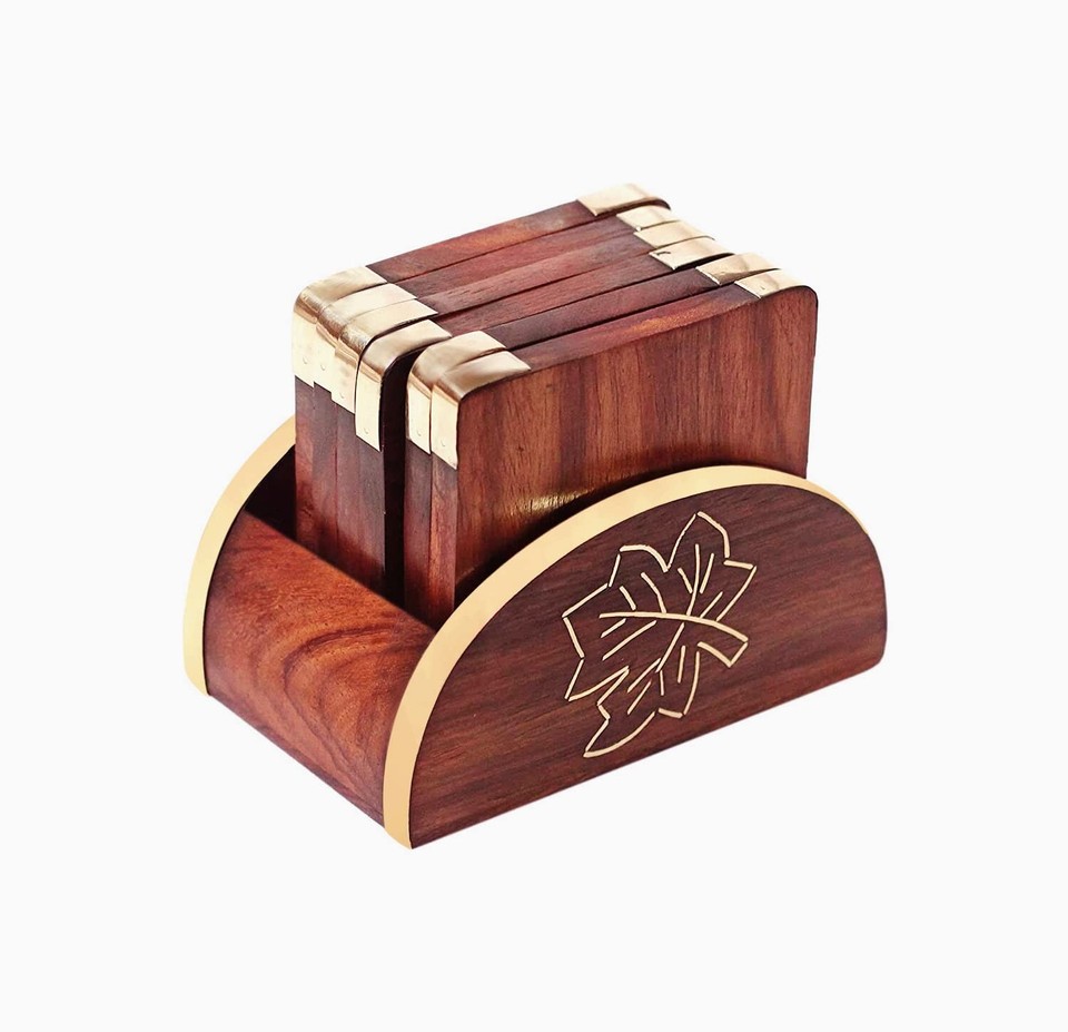 Wooden Drink Coasters ,Wood Table Coaster Set of 6 for Coffee Mugs ,Tea ...