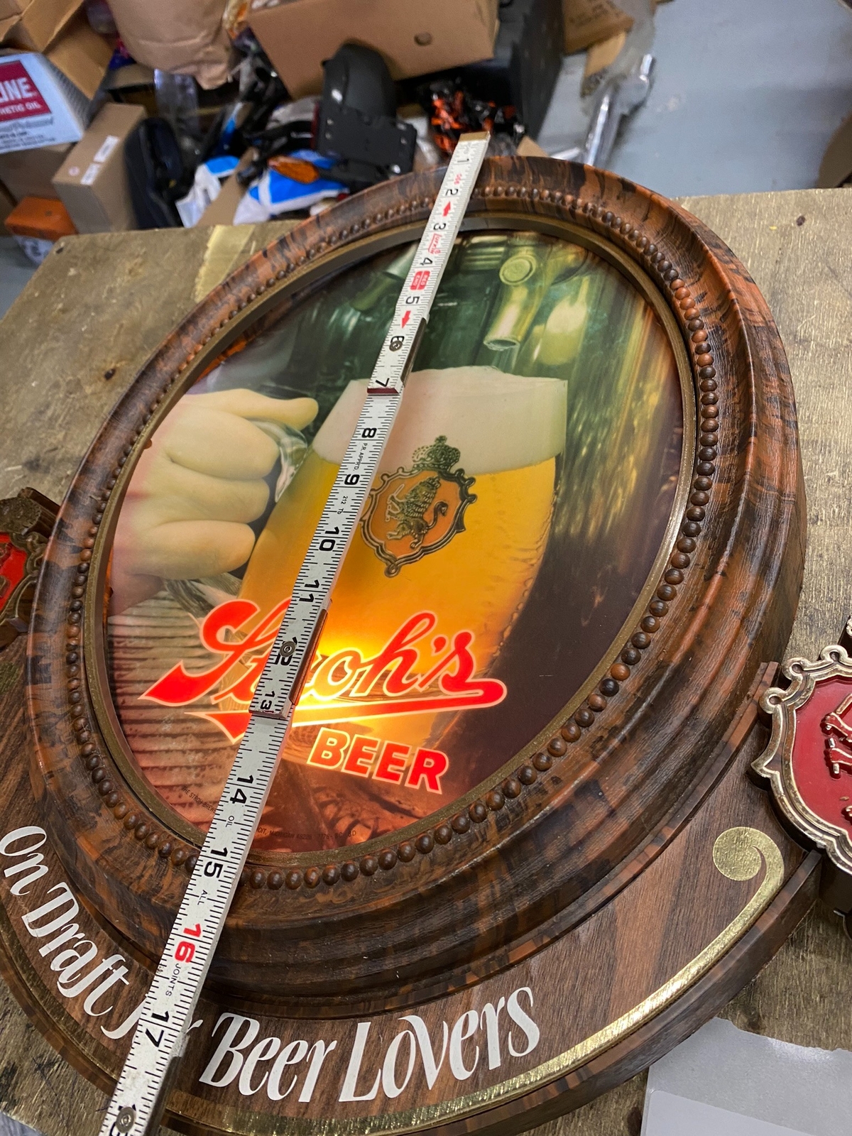 Vtg Strohs Draft For Beer Lovers Light up sign 18x19 Brewerian Man Cave ...