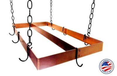 Rogar Rectangle Pot Rack w/ Centerbar Hammered Copper / Black | eBay