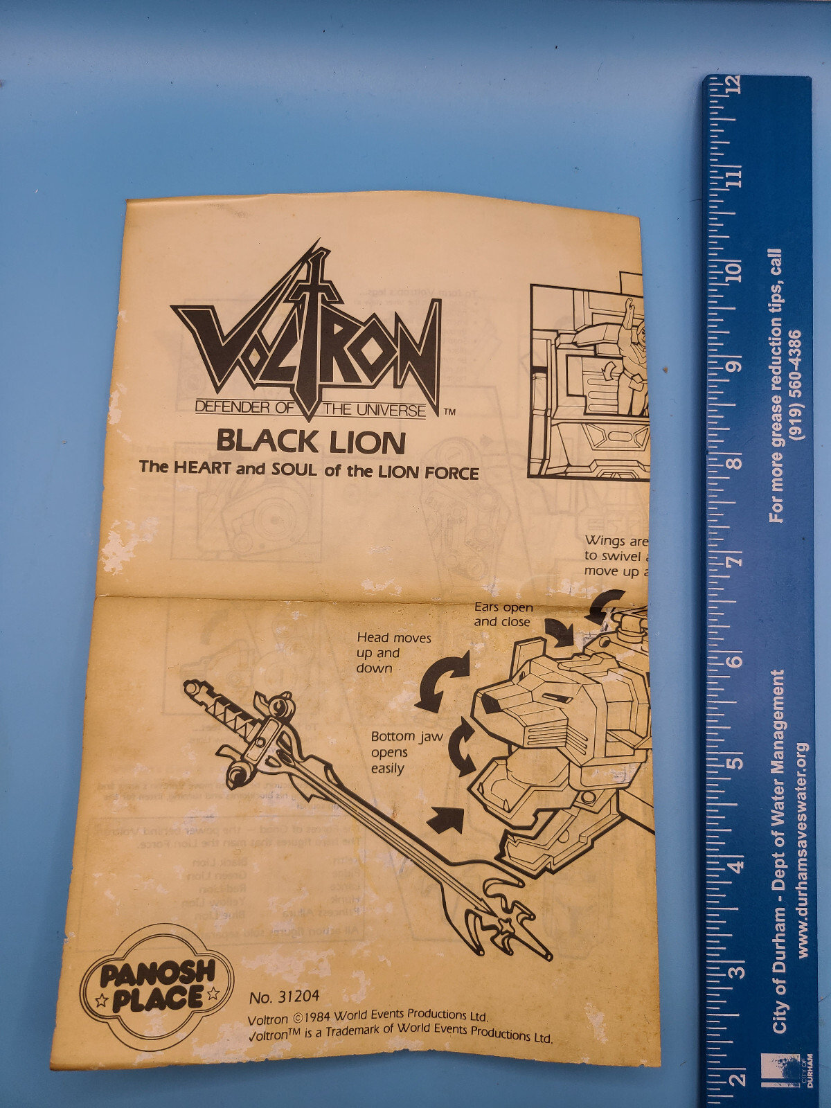 Vtg 1984 Panosh Place Voltron Defender of the Universe BLACK LION ...
